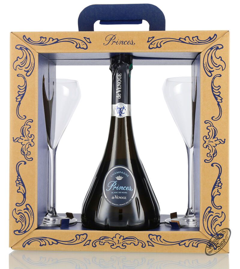 De Venoge Princes Champagner Blanc de Noirs 12% vol. 0,75l Geschenk-Set ...